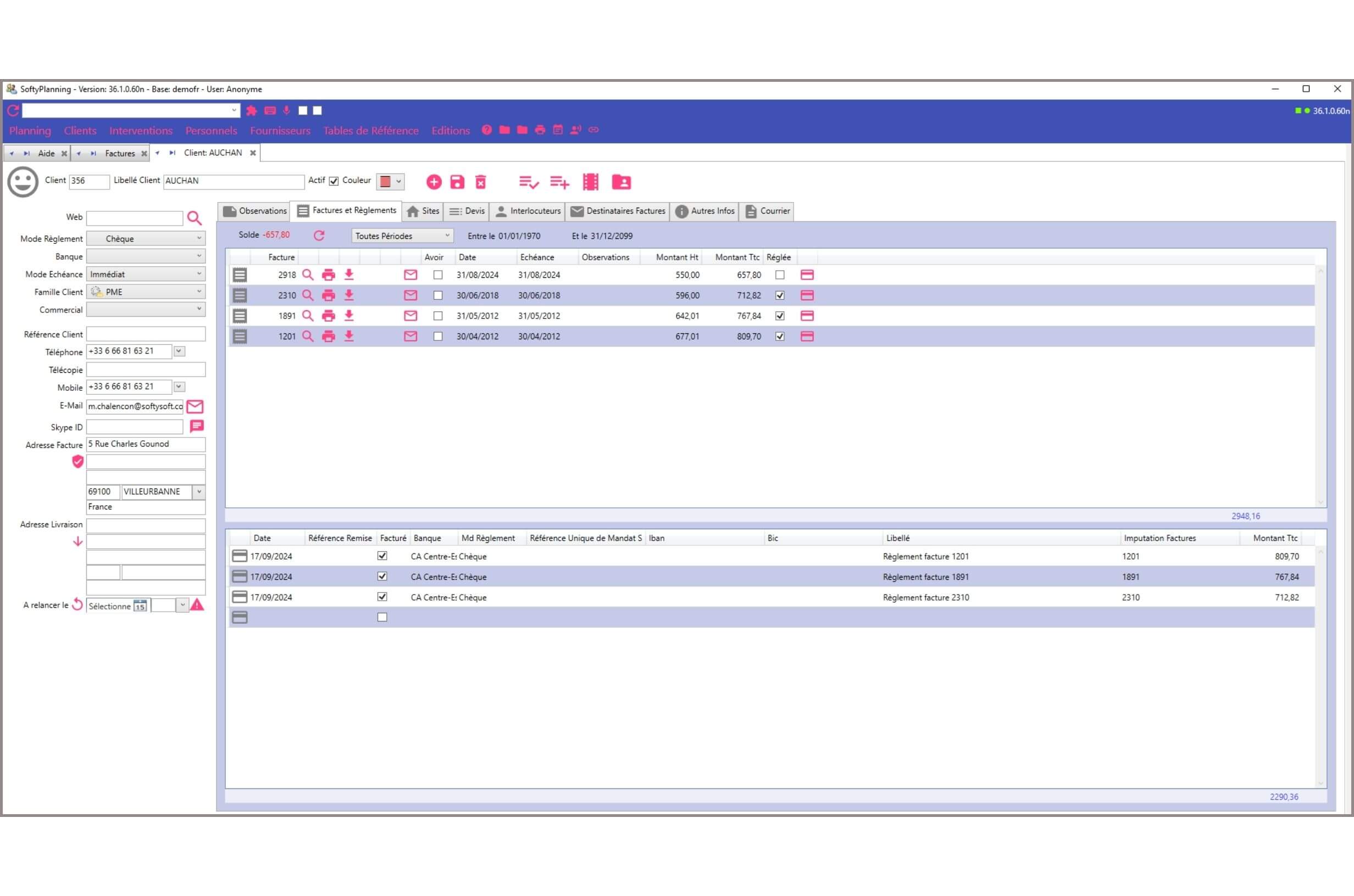 Logiciel Facturation Interventions - SoftyPlanning, SoftySoft