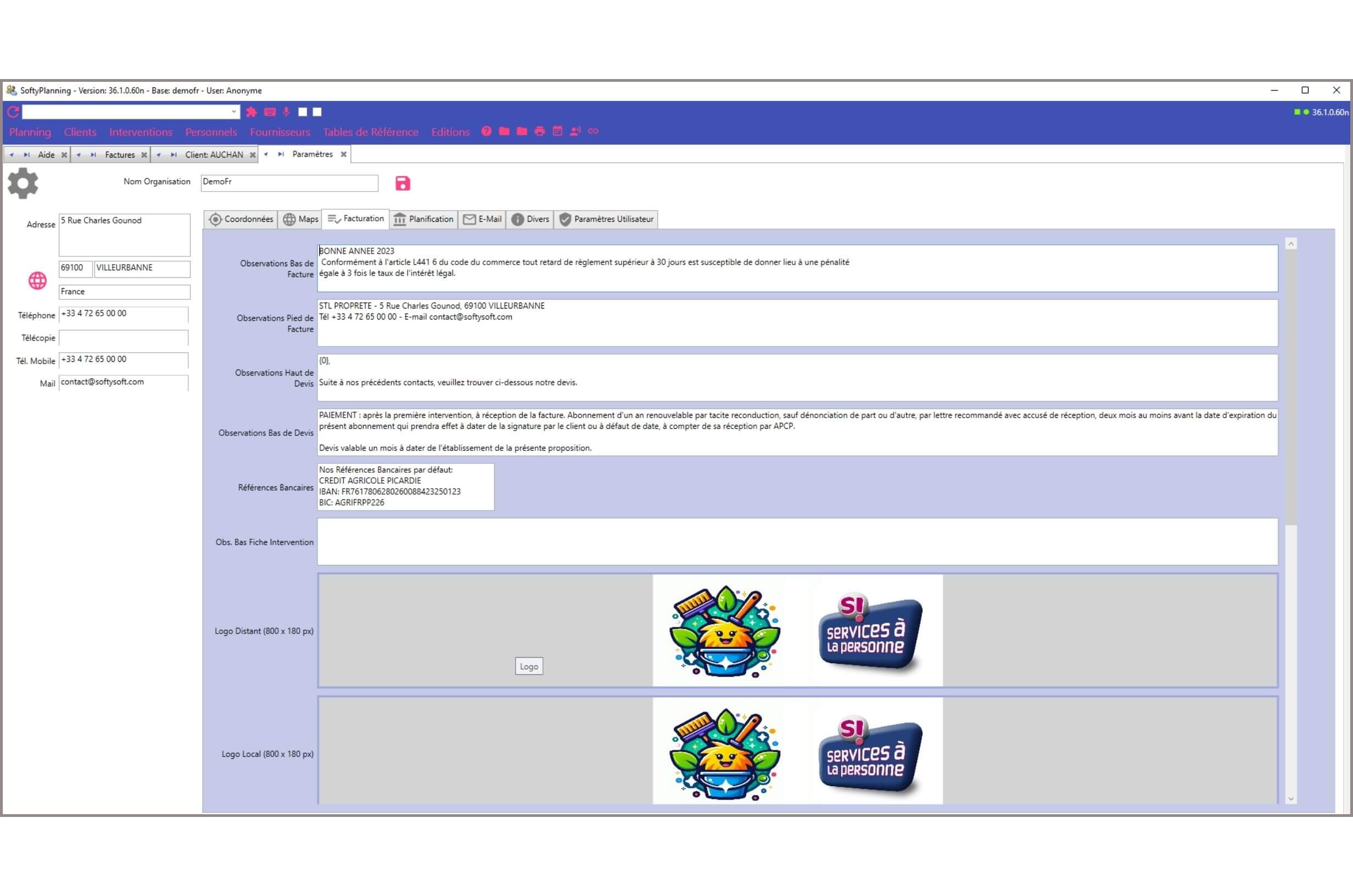 Logiciel Facturation Interventions - SoftyPlanning, SoftySoft
