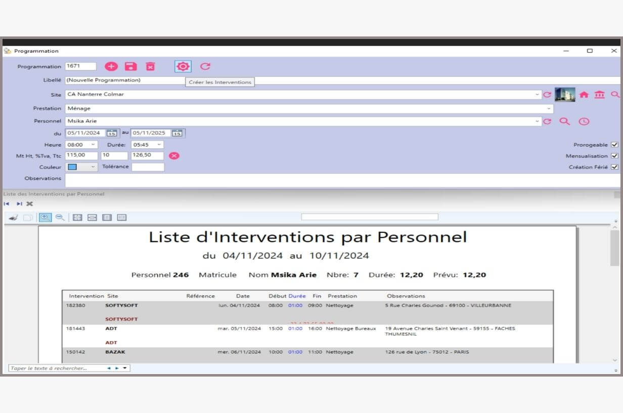 Logiciel Facturation Interventions - SoftyPlanning, SoftySoft